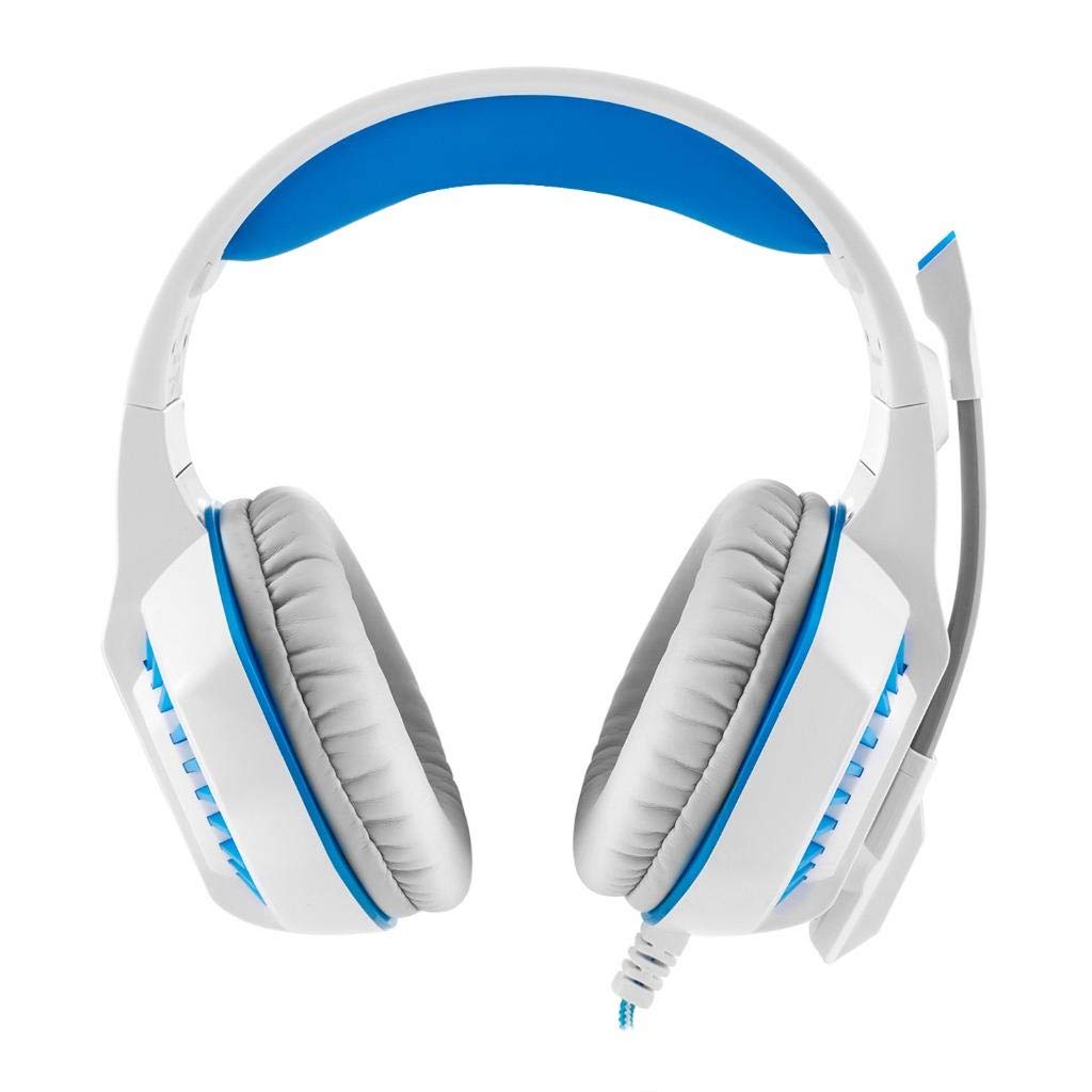 SVYHUOK White Gaming Headset for PC PS4 with Mic. Over-Ear Headphones for Laptop Games with Noise Cancelling Stereo 53mm Driver Memory Earmuffs Volume Control Gift for Kids