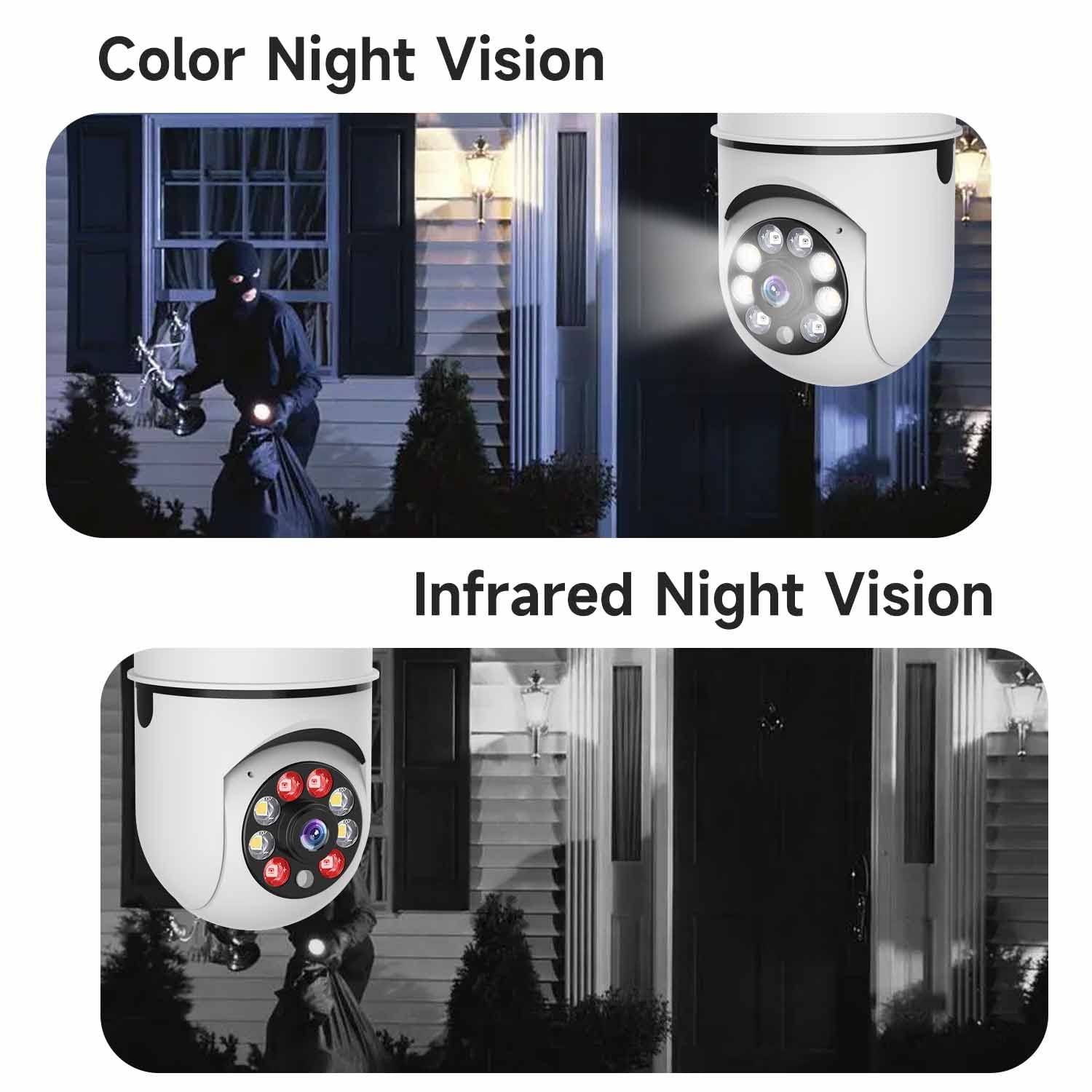 XVIM 3MP Wireless WiFi Light Bulb Camera, Light Bulb Security Camera, 2.4GHz 360° Pan/Tilt, E26/E27 Socket Security Camera Full Color Night Vision, Indoor/Outdoor, Motion Detection