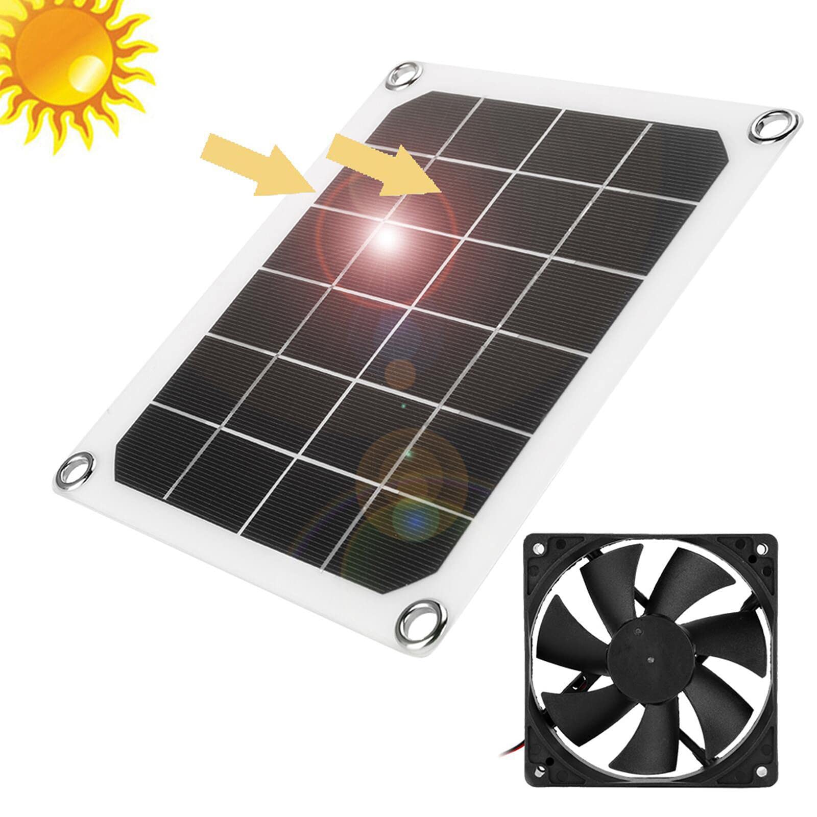 Solar Panel Fan Kit, 10W Solar Panel 9-Inch Shutter Vent Fan Kit, Waterproof Portable Outdoor Exhaust Ventilation Fan for Chicken Coops, Dog House, Window Exhaust