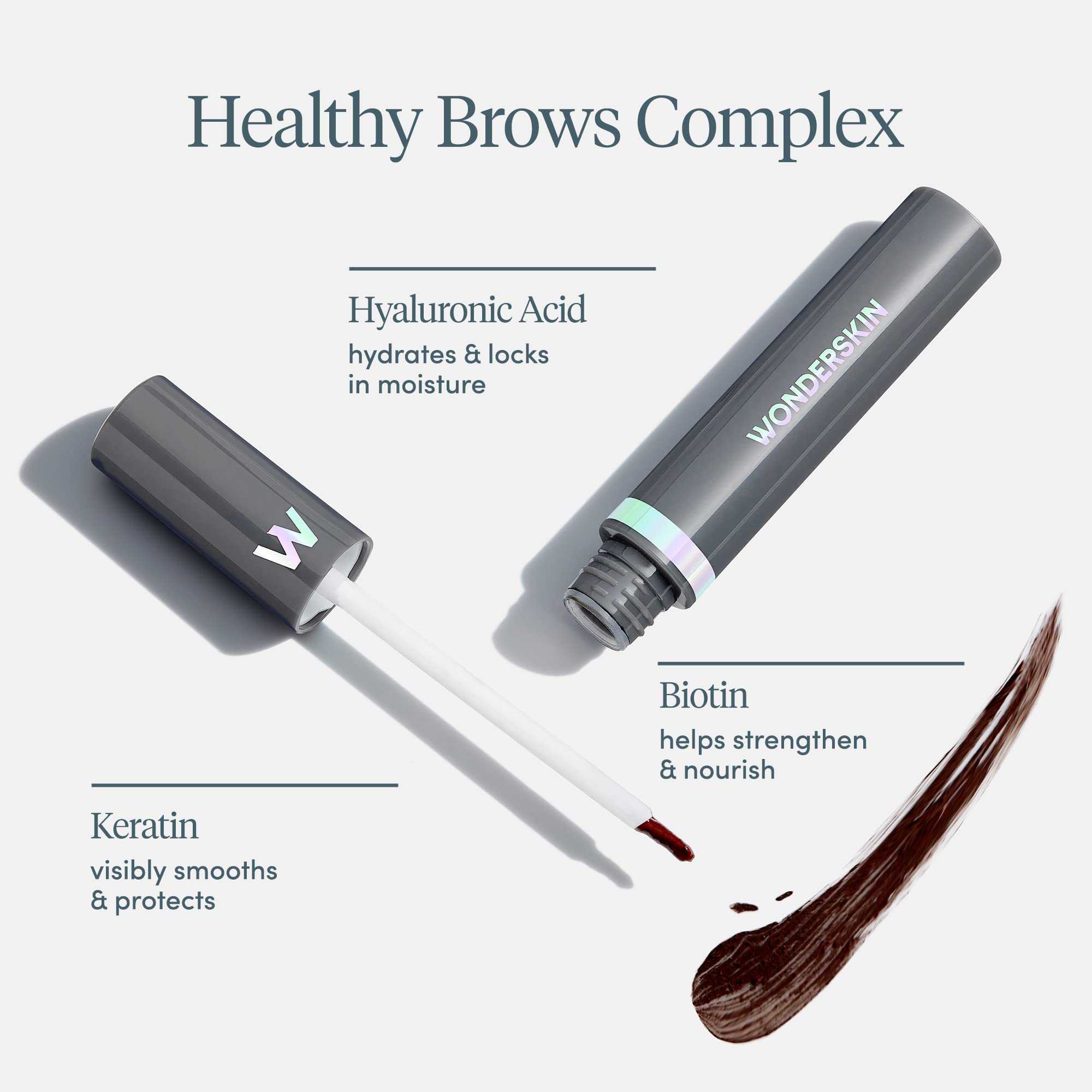 Wonderskin Dream Brow Eye Brow Gel, Transfer Proof Eyebrow Mascara, Long Lasting One-Step Eyebrow Tinted Filler, Dark Brown (Dark Brunette)