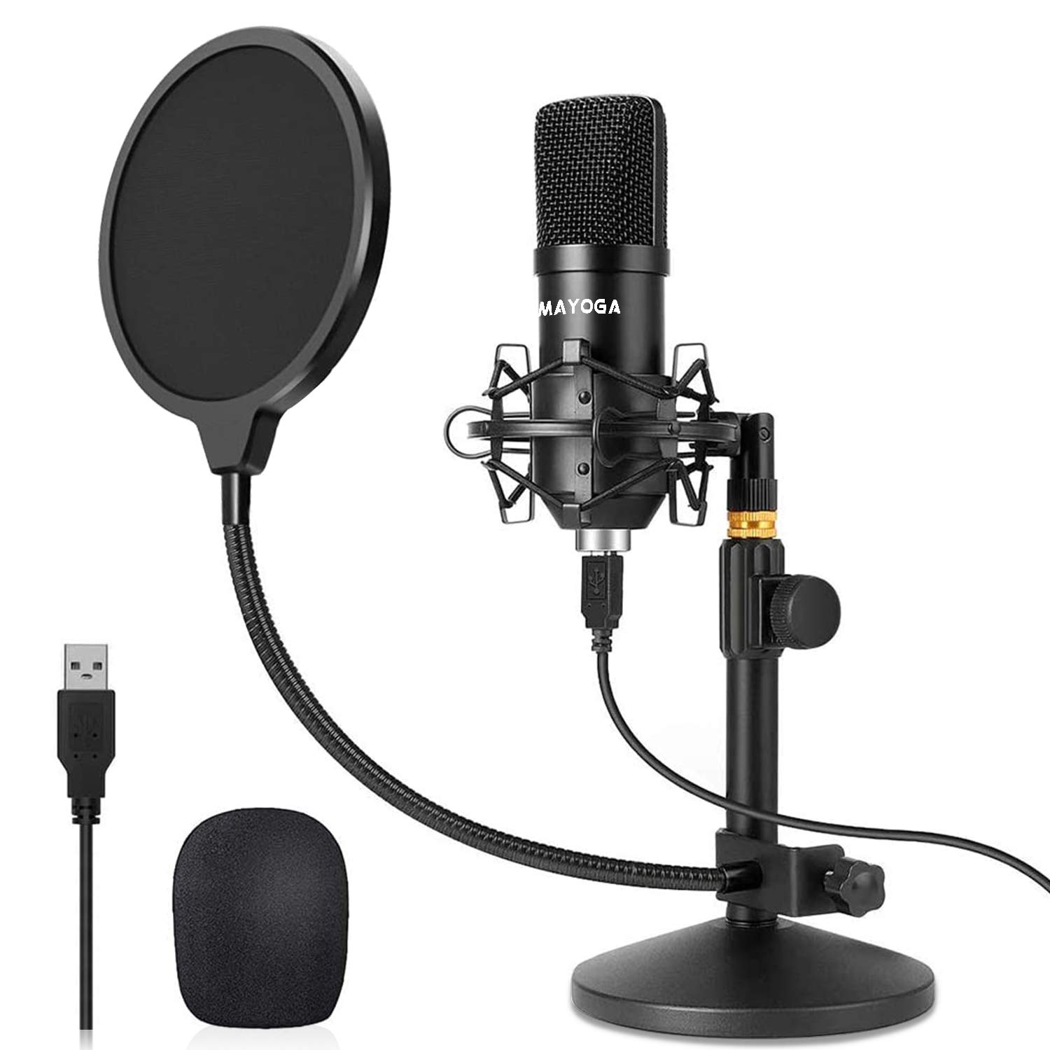 USB Microphone w/Shock Mount Pop Filter, Condenser Mic, Computer Mic, Gaming Mic, Cardioid Condenser Microphone Kit,USB Condenser Gaming Microphone,Studio Mic kit for YouTube Video Streaming Podcast