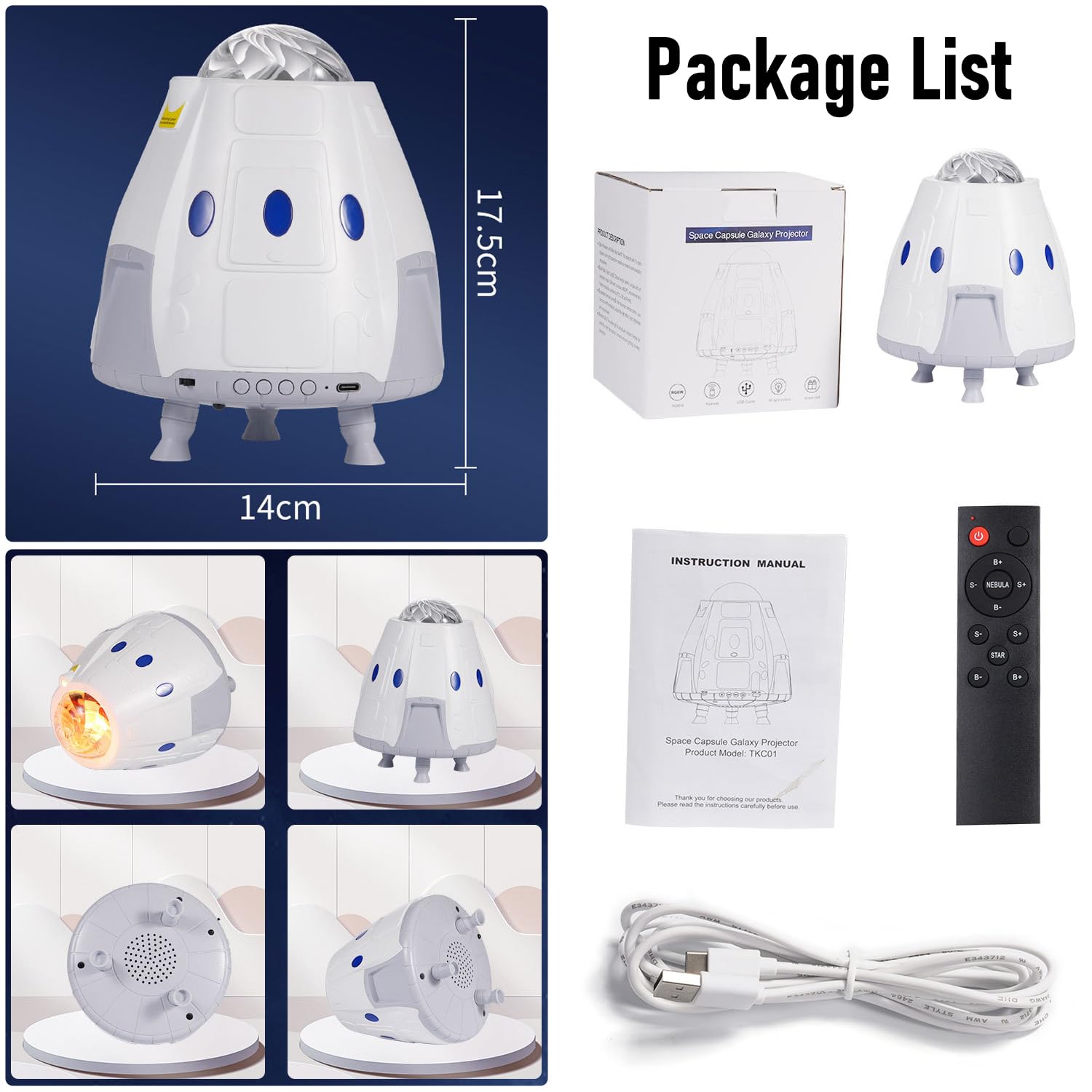 Star Projector with 16 Lighting Effects, Remote Control, Galaxy Projector Built-in BT Speaker for Voice&Touch Control, for Bedroom Night Lights, Kids Room, Adults Home Theater, Party, Home Decor