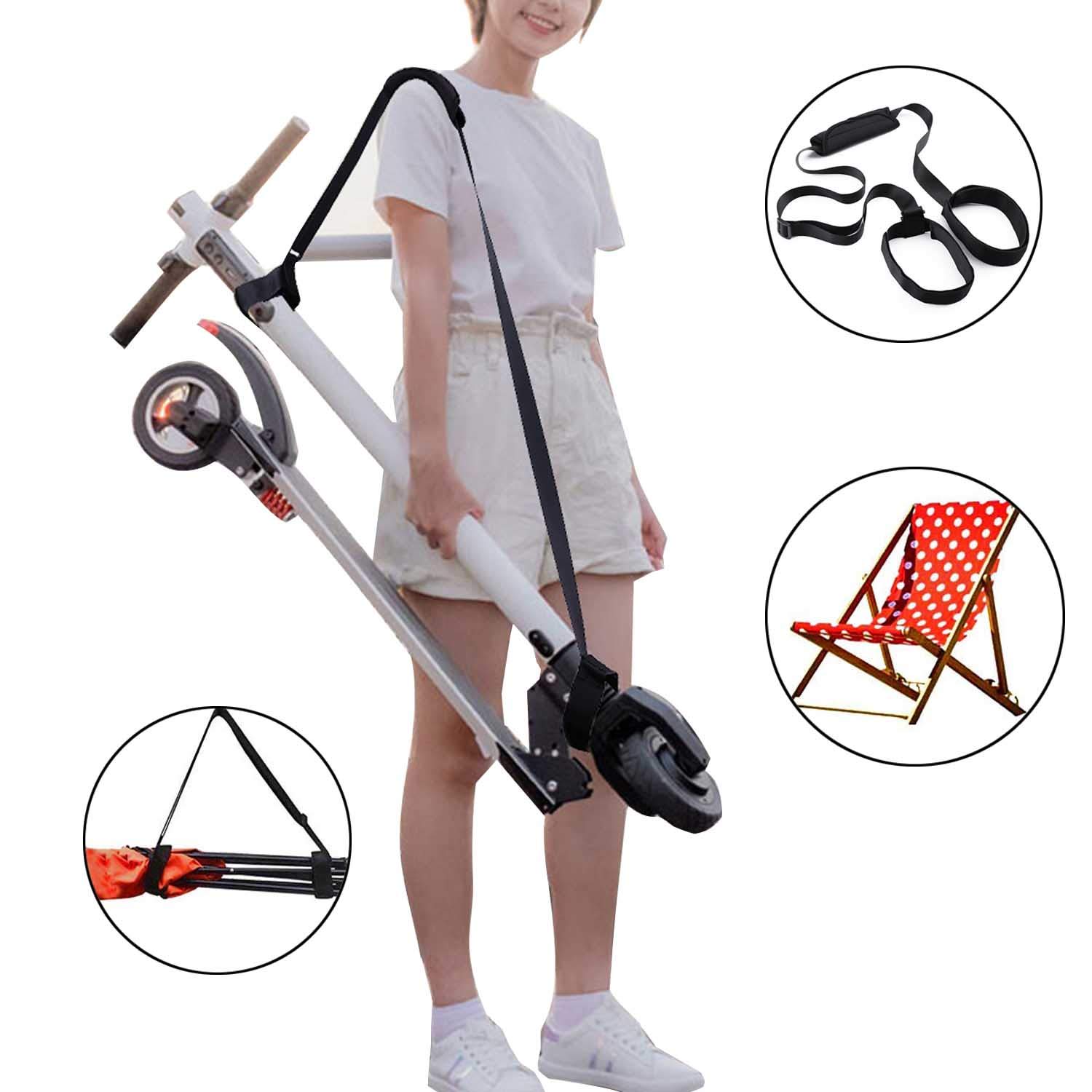 XccMe 2 Pack Adjustable Kick Scooter Shoulder Strap Kick Scooter Carrying Strap Universal Folding Chair Strap- No Further Damage to Your Back! (Chair Not Included, No Scooter)