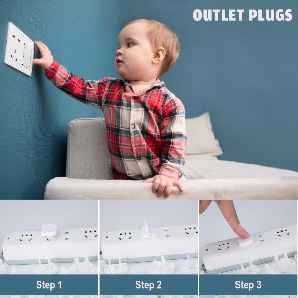 YOGERSSY Outlet Covers with Hidden Pull Handle, Table Corner Protectors for Baby, Baby Proofing Kit with Plug Covers and Corner Guards, Keep Child Safe, 36-Pack