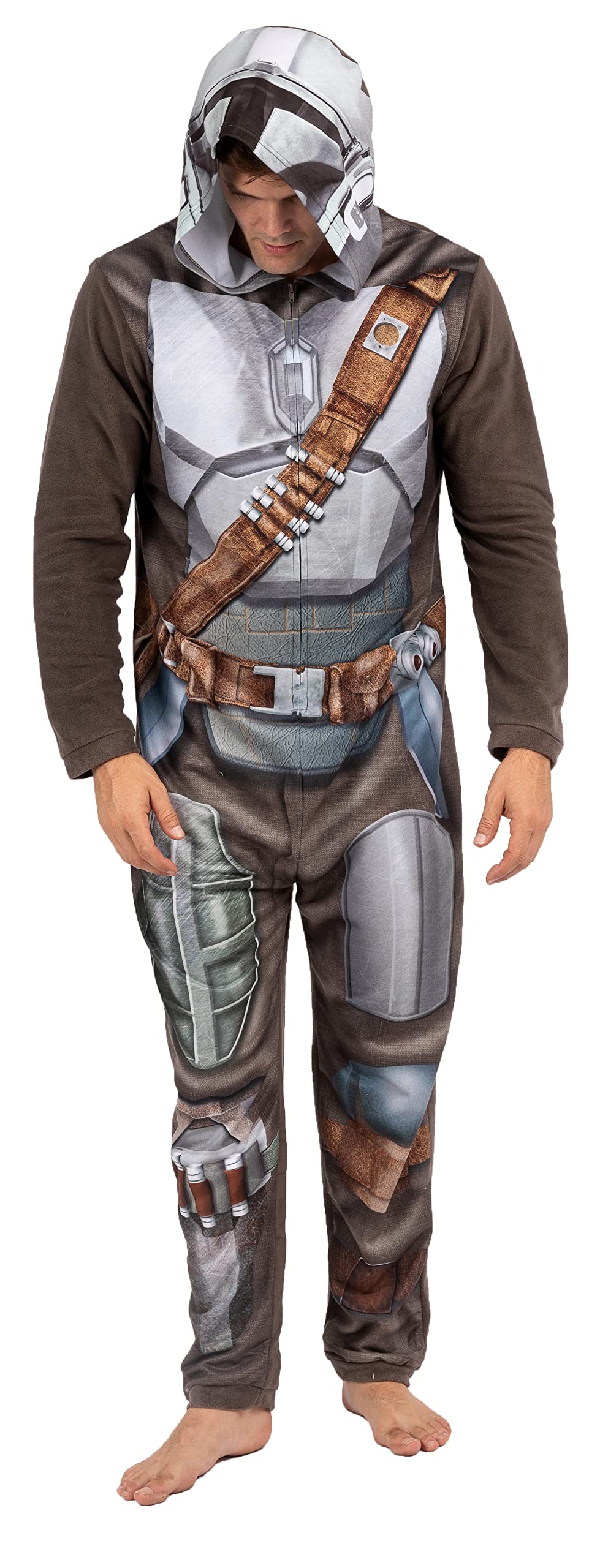 Star Wars Mandalorian and Grogu Men's Onesie Pajama Costume Union Suit, Mandalorian, Size Medium (UT043MBSM)