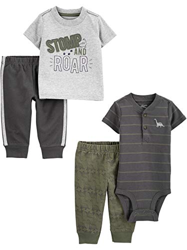Simple Joys by Carter's Baby Boys' 4-Piece Bodysuit, Top, and Pant Set, Dinosaur, 24 Months