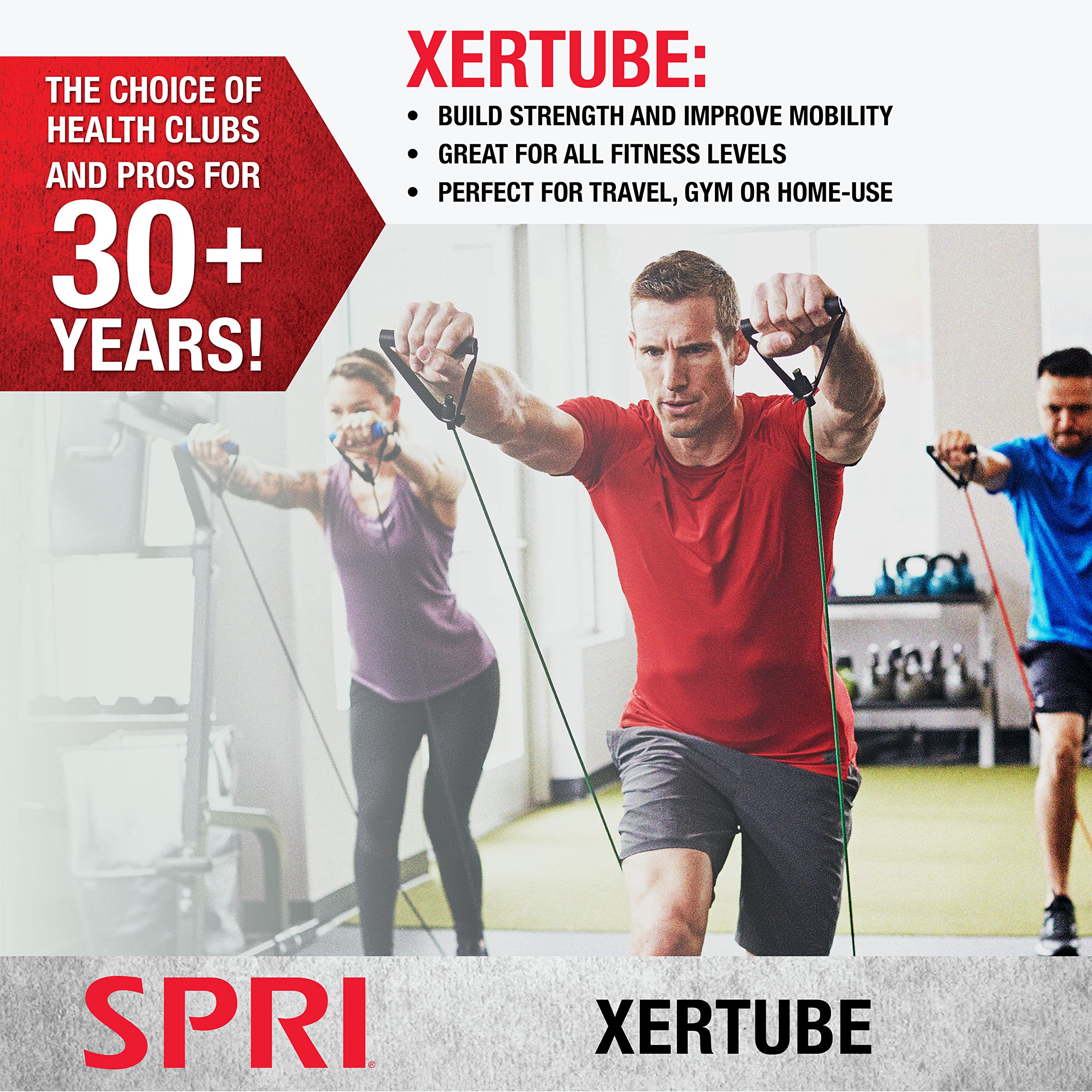 SPRI Xertube Resistance Bands with Handles β All Exercise Cords Sold Separately with Home Gym Workout Fitness Door Anchor Attachment Option