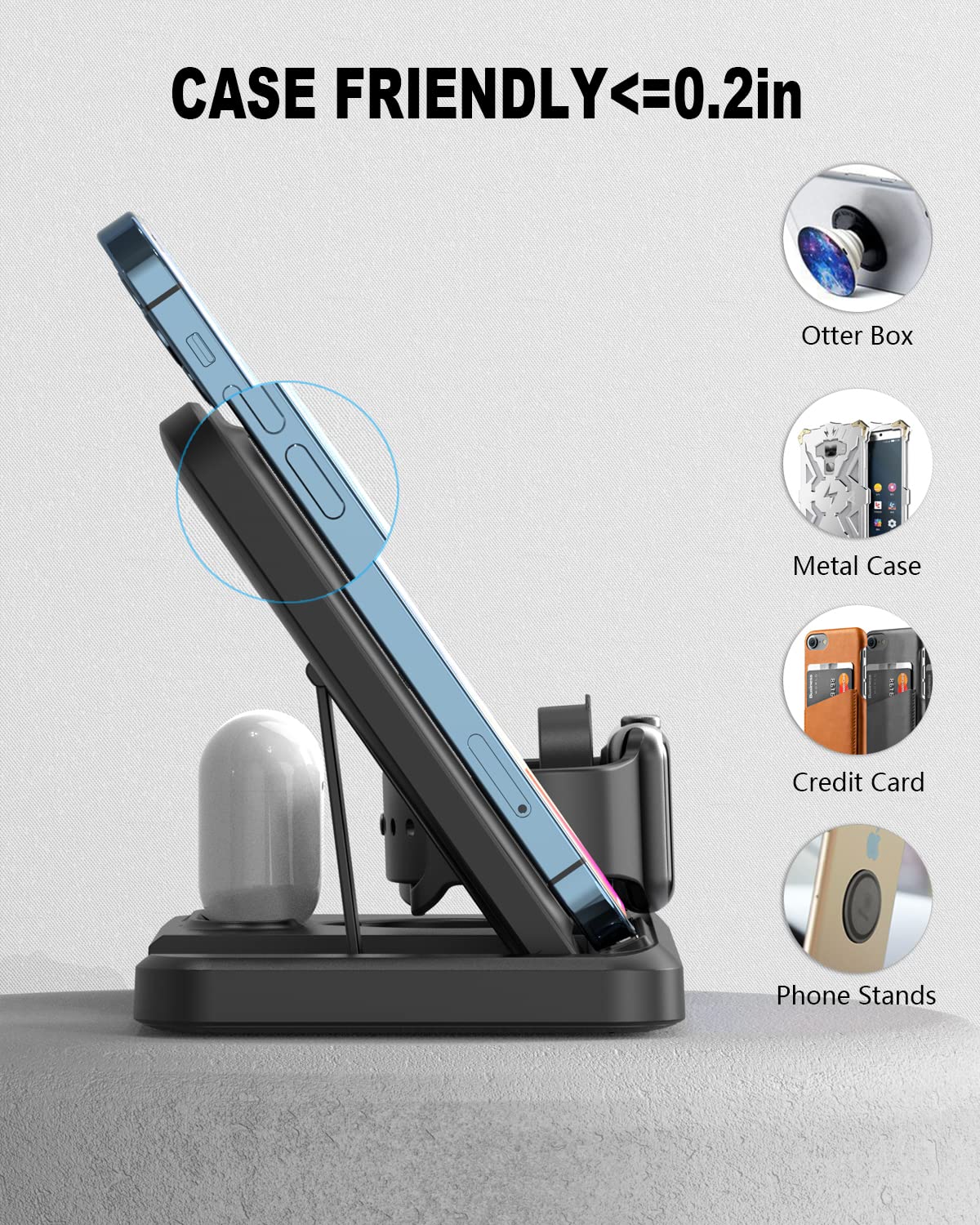 Wireless Charger for iPhone,Charging Station for Apple Multiple Devices,Foldable 3 in 1 Charger for iPhone 14/13/12/11/Pro/Max/XS/Max/XR/XS/X, Apple Watch 8/7/6/SE/5/4/3/2, Airpods
