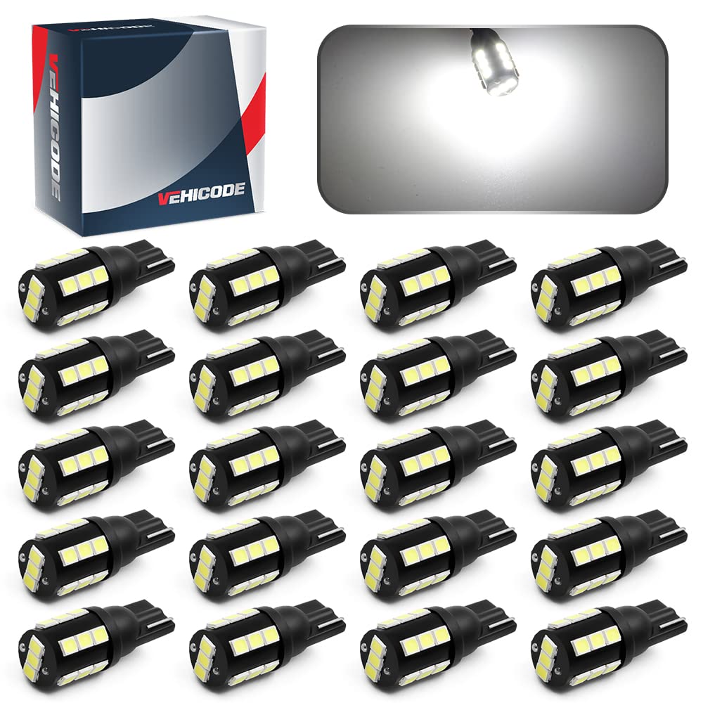 VEHICODE 921 LED Bulb RV Interior White 912 922 906 194 T10 Wedge Base Dome Light 12V Replacement for Camper Trailer Cargo Marine T15 Car Reverse T5 Landscape Outdoor Lamp (20 Pack)