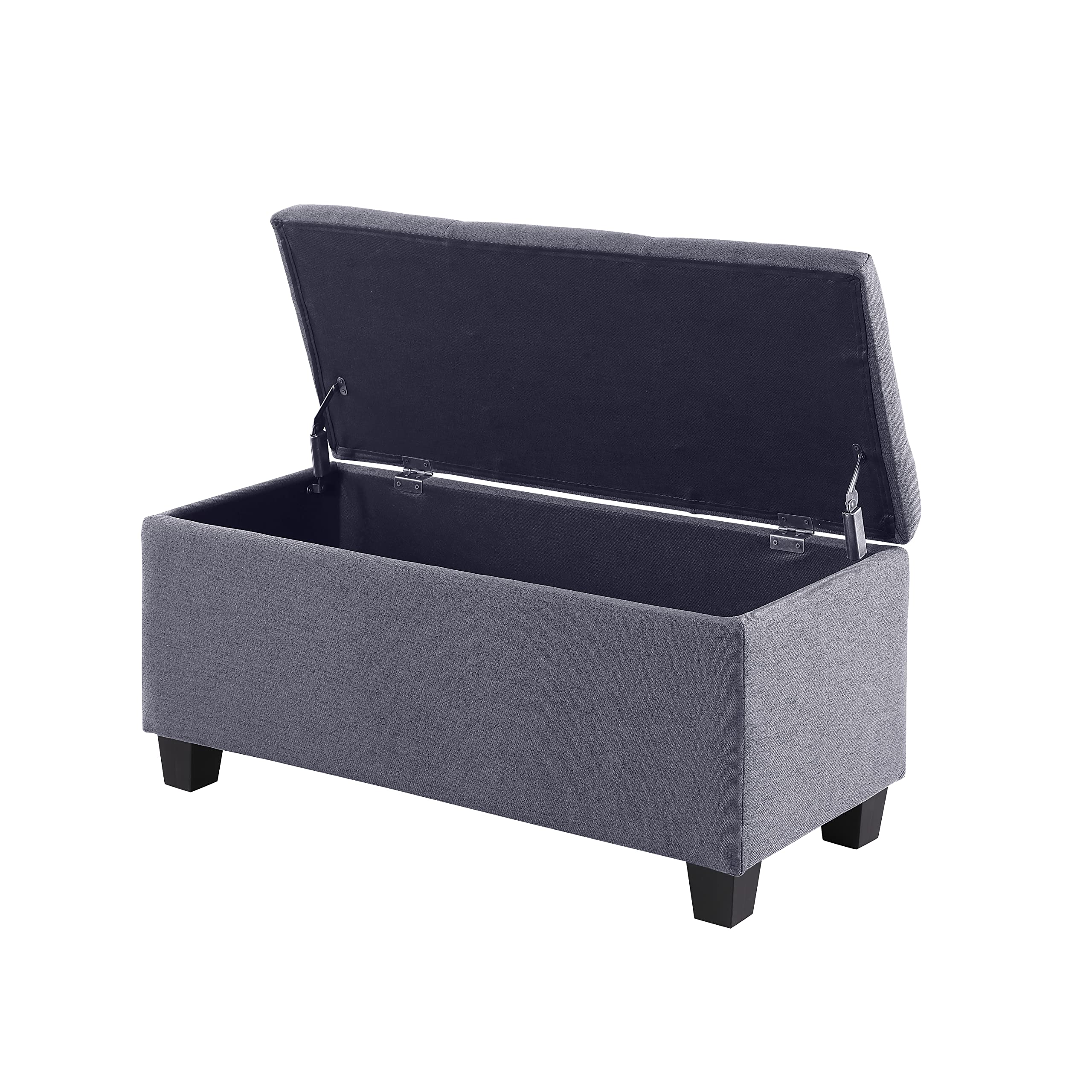 Tassullo Hinged Storage Ottoman Set of 3, 38'' Living Room Storage Bench with Thick Seating, 2pcs Small Square Dorm Stool Couch Side Foot Rest