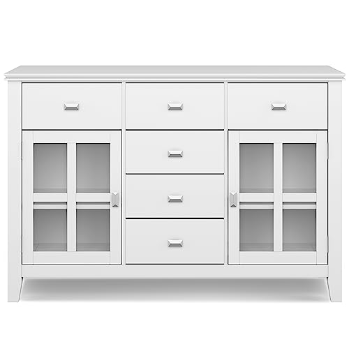 SIMPLIHOME Artisan SOLID WOOD 54 Inch Wide Contemporary Sideboard Buffet in White, For the Dining Room and Kitchen