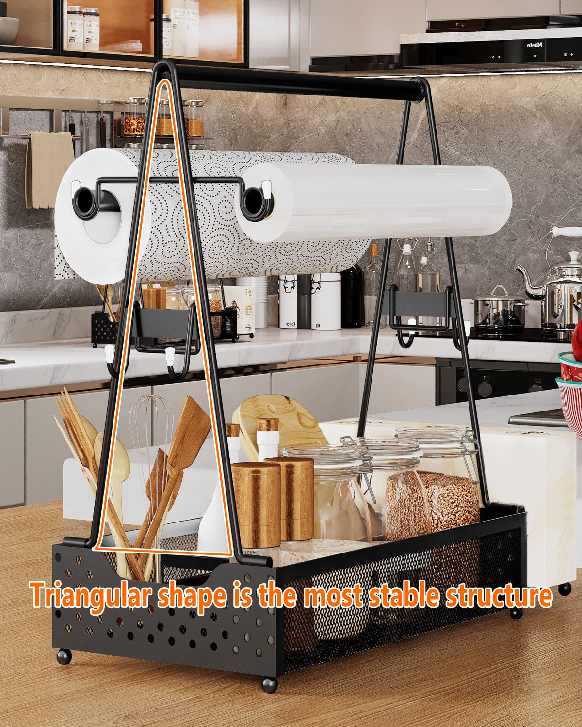 Utensil Caddy, Grill Condiment Caddy, BBQ & Picnic Caddy, Utensil Holder for Party, Picnic Flatware Caddy with Handle and Paper Towel Roll Holders, Utensil Cutlery Caddy for Camping, Kitchen