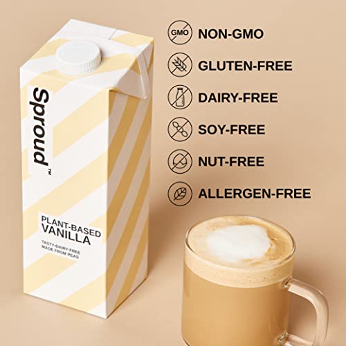 SPROUD Dairy Free Milk VANILLA Flavor, Vegan Milk with Plant-Based Pea Protein, Shelf Stable Non-GMO, 1 Liter (Pack of 6)