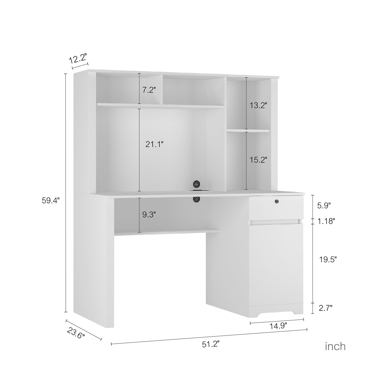 SQLIFE Writing Computer Desk, Corner Desk/Gaming Desk, Modern Study Writing Desk with Charging Station, Home Office Desk Workstation for Home Office