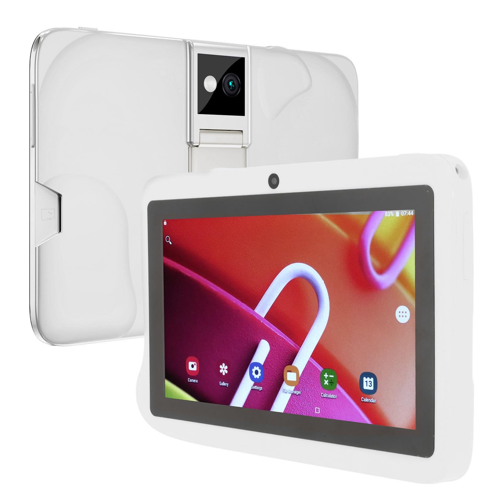 Zyyini 7in Kids Tablet IPS HD Display Large Capacity 4G 128G Memory 5GWifi Dual Band Toddler Tablet 100‑240V (White)