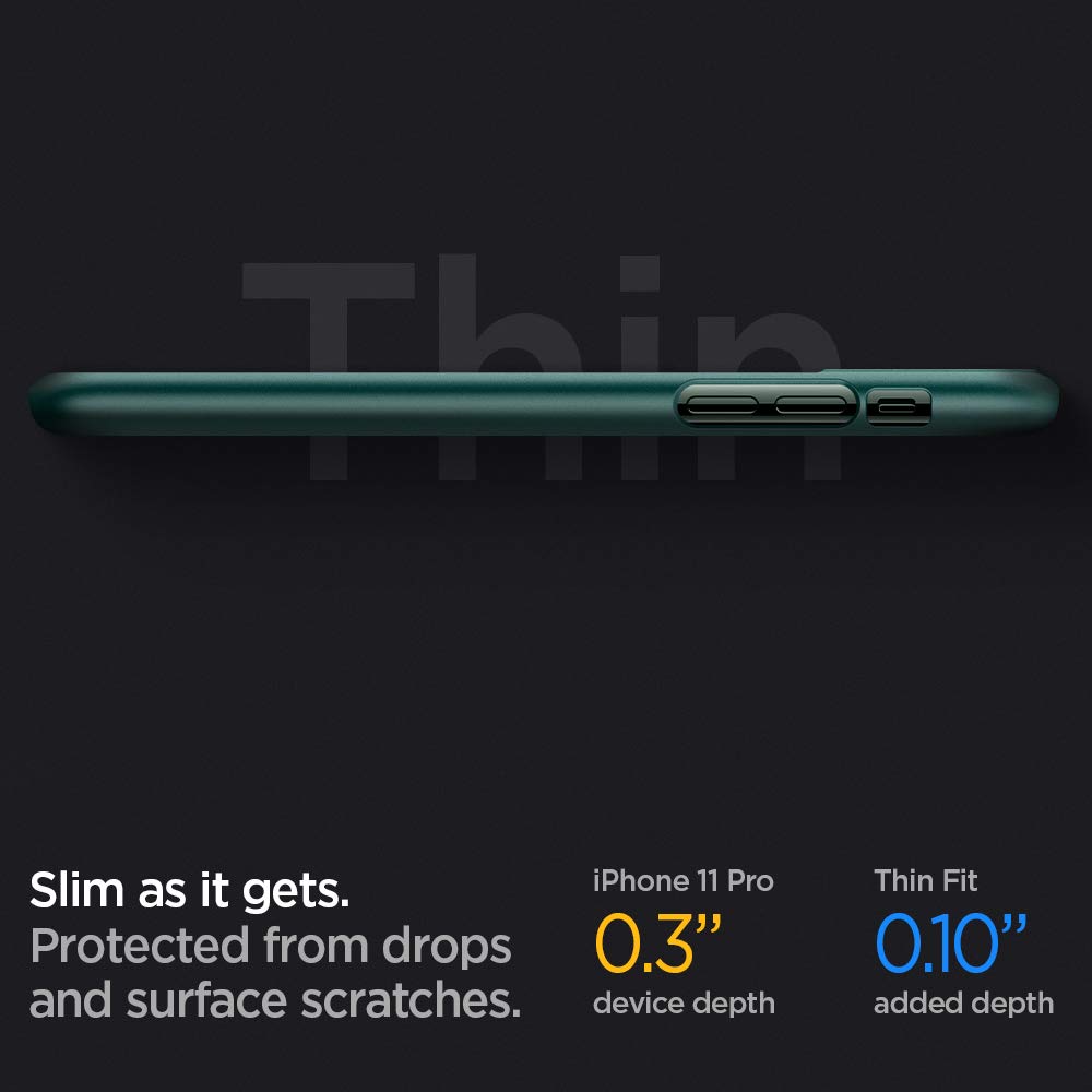 Spigen Thin Fit Designed for iPhone 11 Pro Case (2019) - Midnight Green
