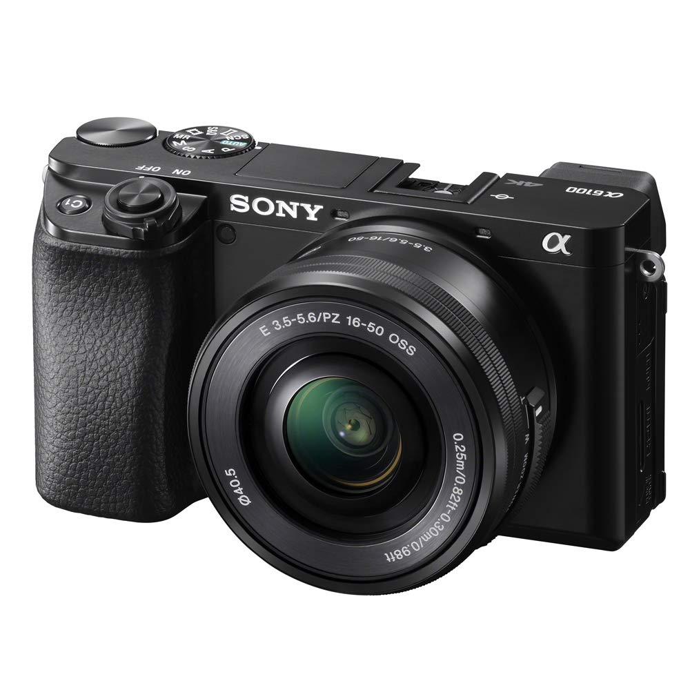 Sony a6100 Mirrorless Camera 4K APS-C ILCE-6100YB with 2 Lens Kit 16-50mm + 55-210mm Bundle with 2X Battery + Deco Gear Travel Bag Case + 64GB Memory Card + Photo Video Software + Accessories