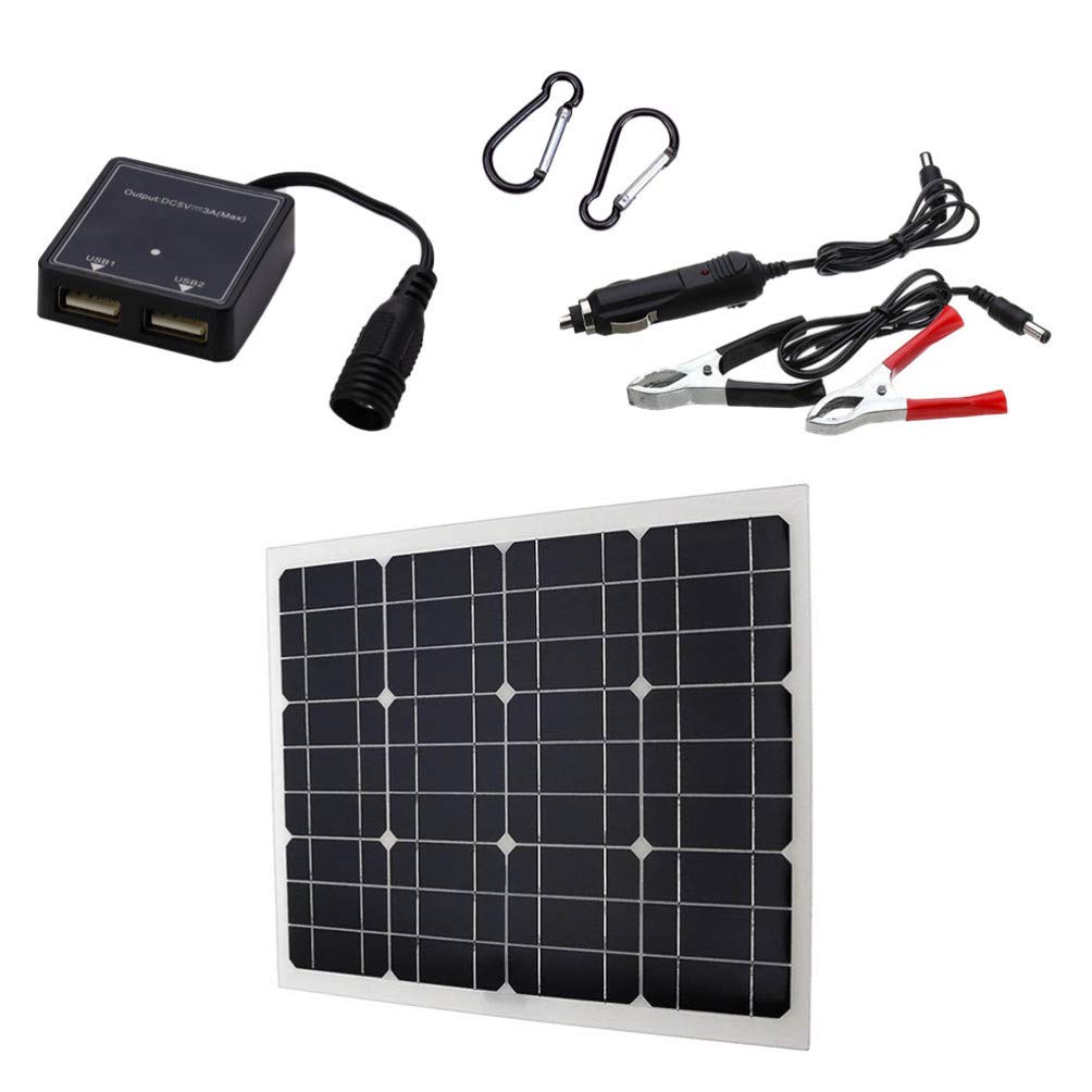 YARNOW 1 Set Solar Panel Kit 60w Solar Power Panel Monocrystalline Photovoltaic Panel Solar Charge Controller for RV Marine Boat