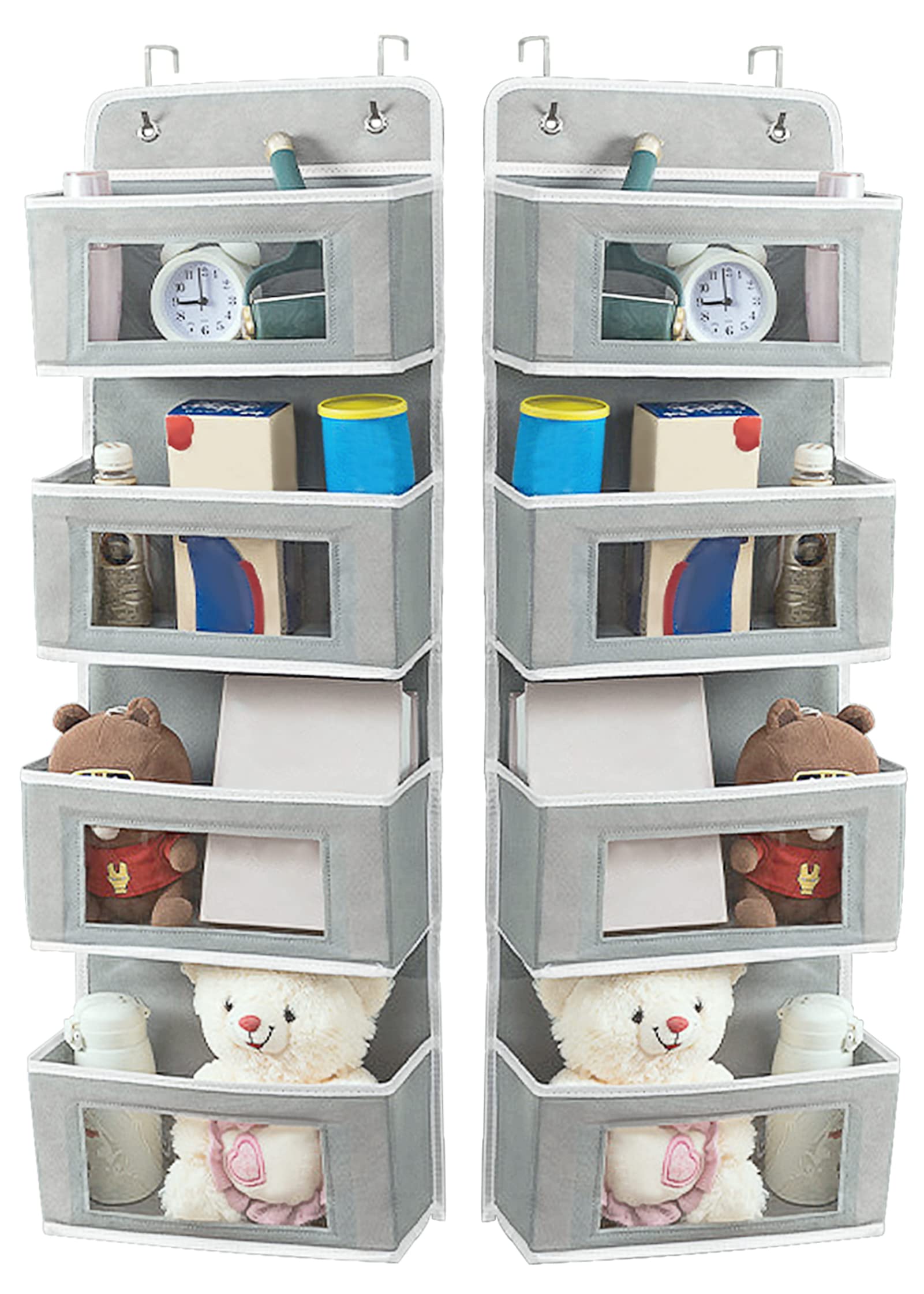 YEXEXINM 2 Pack Over Door Organizer with 4 Large Pockets, Hanging Storage Organizer with Clear Window, Behind The Door Storage Organizer for Bedroom, Bathroom, Nursery, Camper, Shoes, Diapers