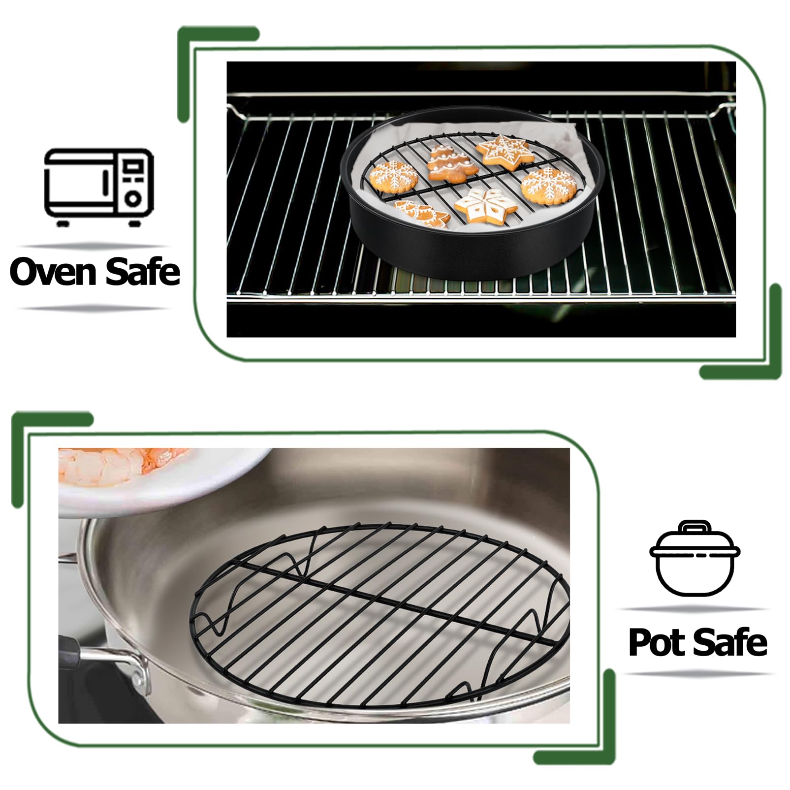TeamFar Round Cooling Rack, 7.5ββ Small Baking Roasting Grilling Rack with Stainless Steel Core & Non-stick Coating, for Cooking Steaming Cooling, Healthy & Sturdy, Oven Safe & Easy Clean β Set of 2