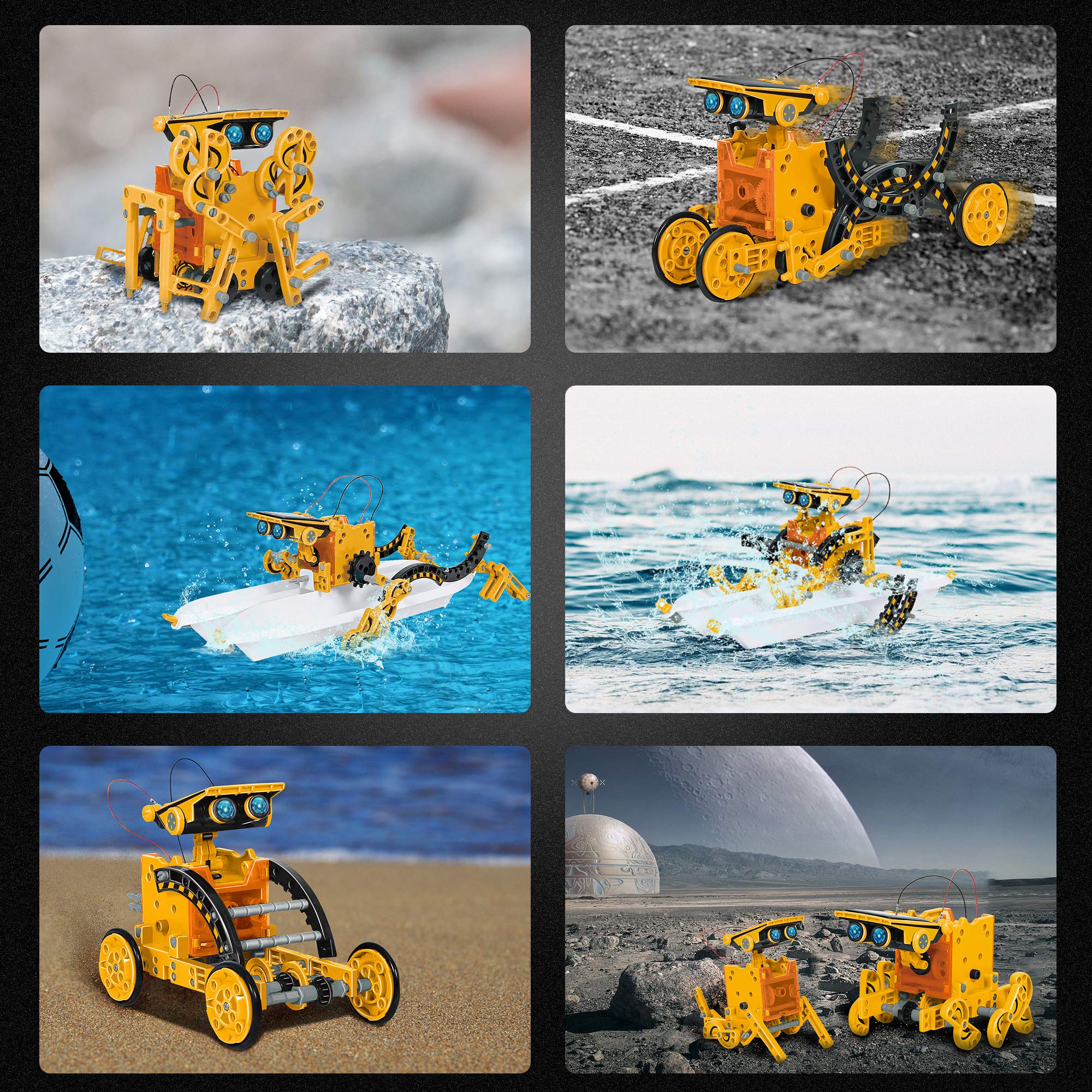 STEM Solar Robot Toys 12-in-1, 190 Pieces Solar and Cell Powered 2 in 1, Educational DIY Assembly Kit Science Building Set Gifts for Kids Aged 8+