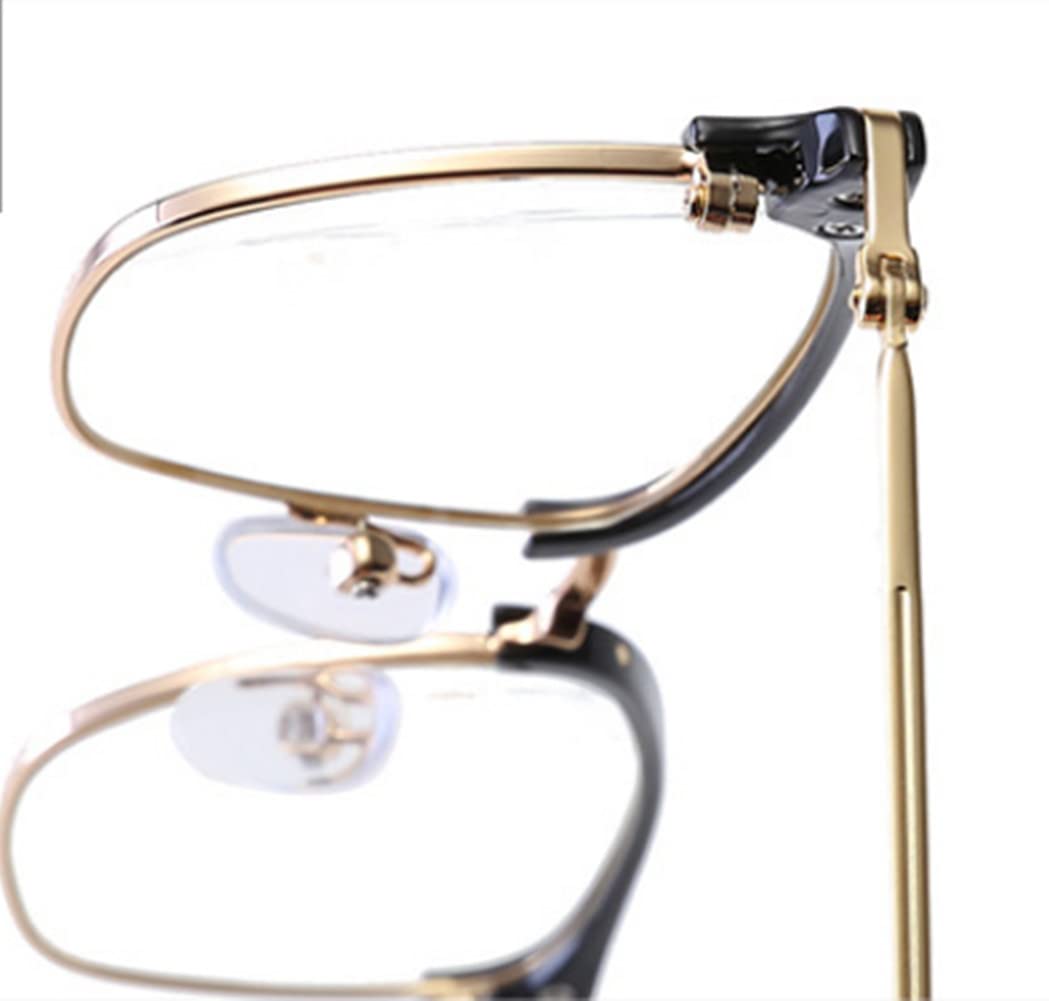 Shiratori Vintage Retro Half Frame Horn Rimmed Optics 43mm Clear Lens Glasses Gold