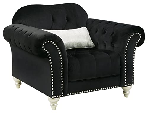 Signature Design by Ashley Harriotte Modern Tufted Upholstered Chair, Black