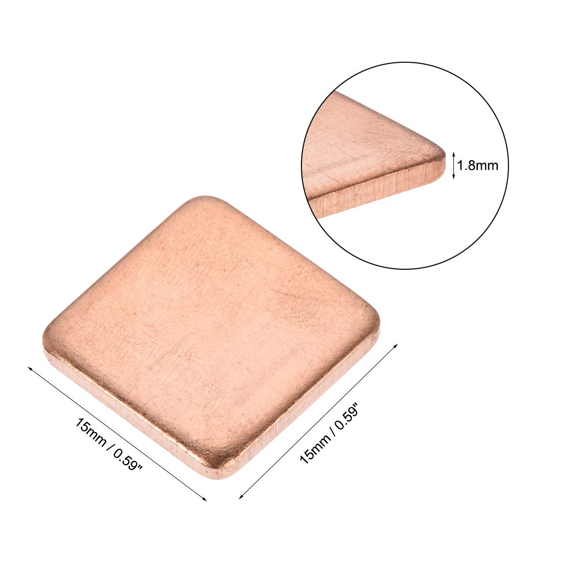 uxcell Flat IC Chipset Thermal Copper Heatsink for CPU GPU 15 x 15 x 1.8mm 10pcs