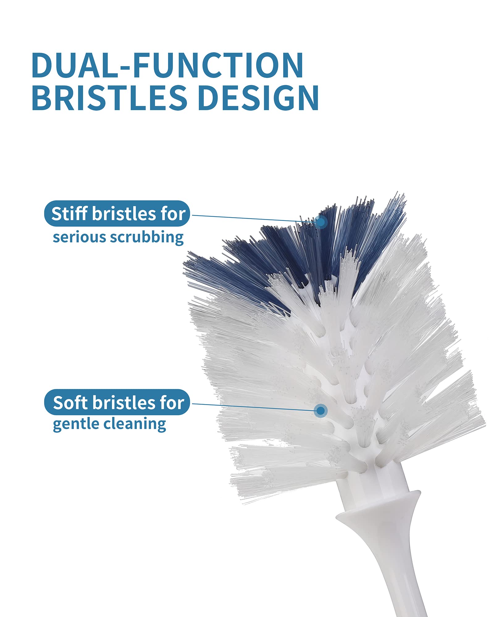 YeuDeuy Bottle Brush with Long Handle Water Bottle Cleaning Brush Durable Bristles for Water Bottles, Glasswares, Mugs, Baby Bottle, Blue 2pcs