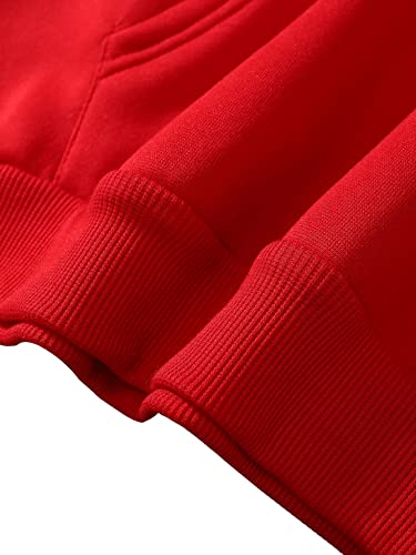 SweatyRocks Women's Graphic Long Sleeve Thermal Hoodie Kangaroo Pocket Drawstring Sweatshirt Red Heart M