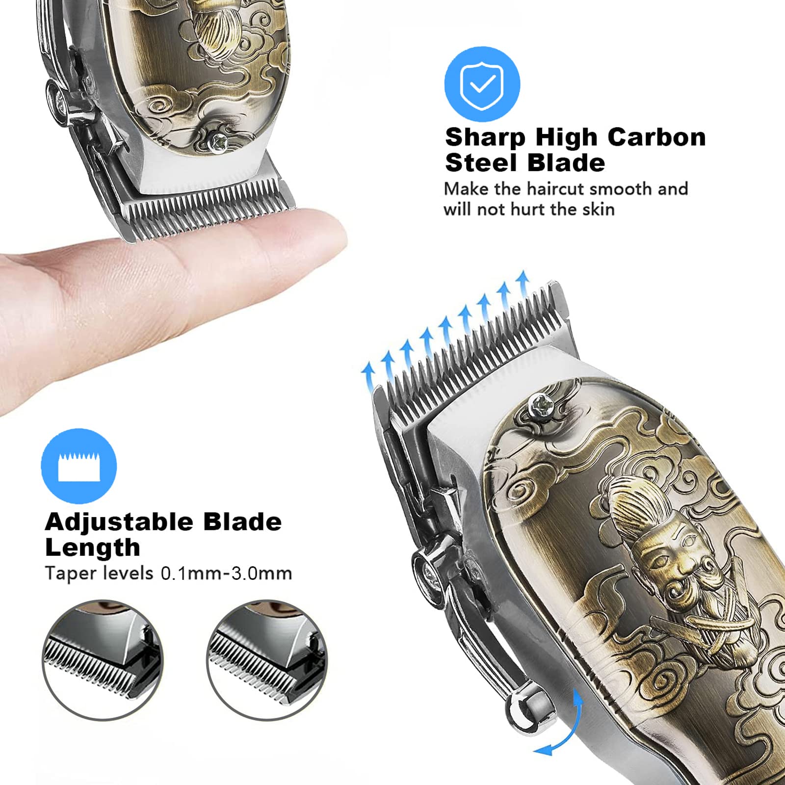 Soonsell Hair Clippers for Men T-Blade Trimmer Set,Man Professional Cordless Barber Clippers Set ,Blade Close Cutting Beard Trimmer ,LCD Display(Gold)