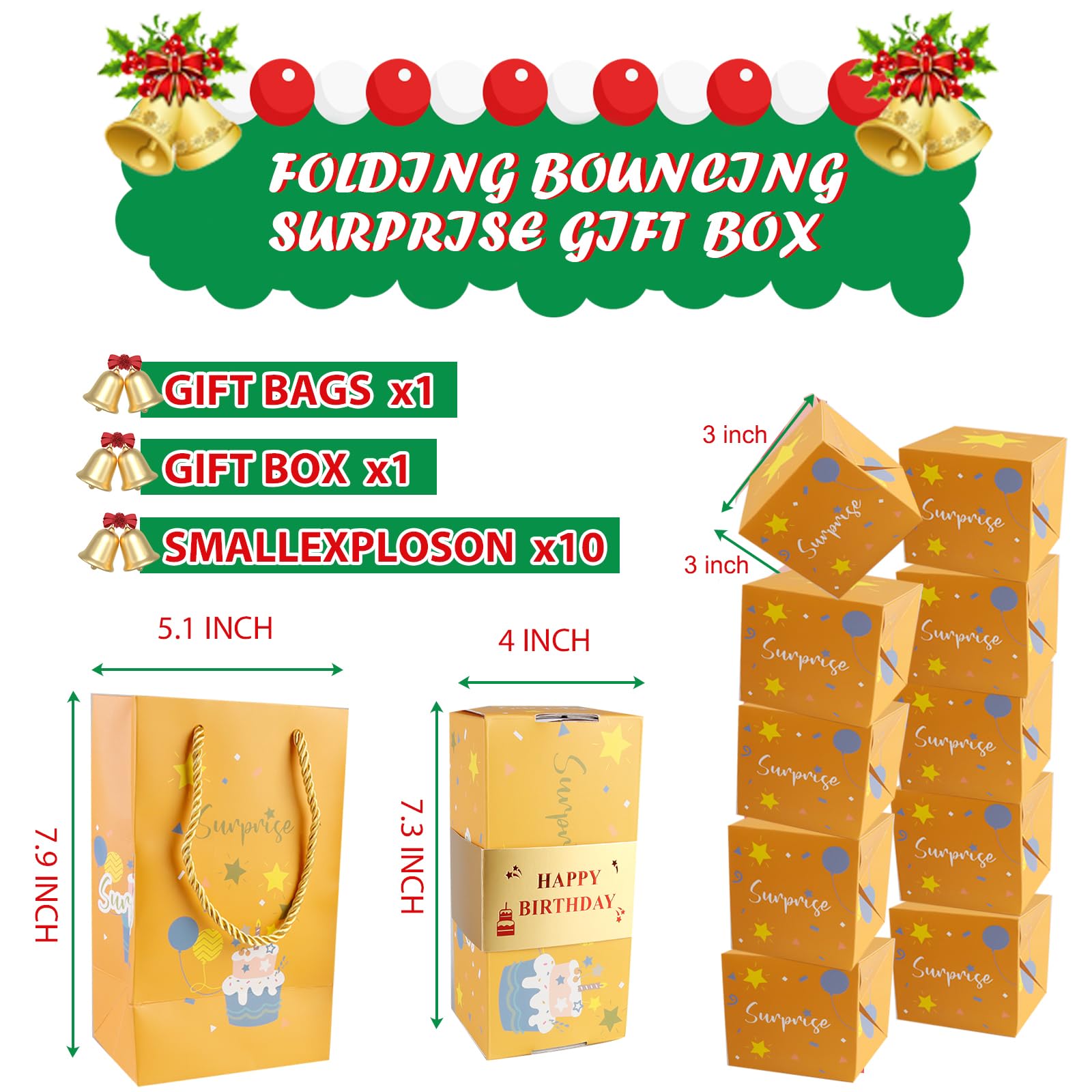 Surprise Gift Box Explosion, Happy Birthday Surprise Gift Boxes, Surprise Box Gift Box for Money, Pop-Up Explosion Gift Box, Exploding Pop Up Money Box, Gift Box Explosion for Money and Birthday