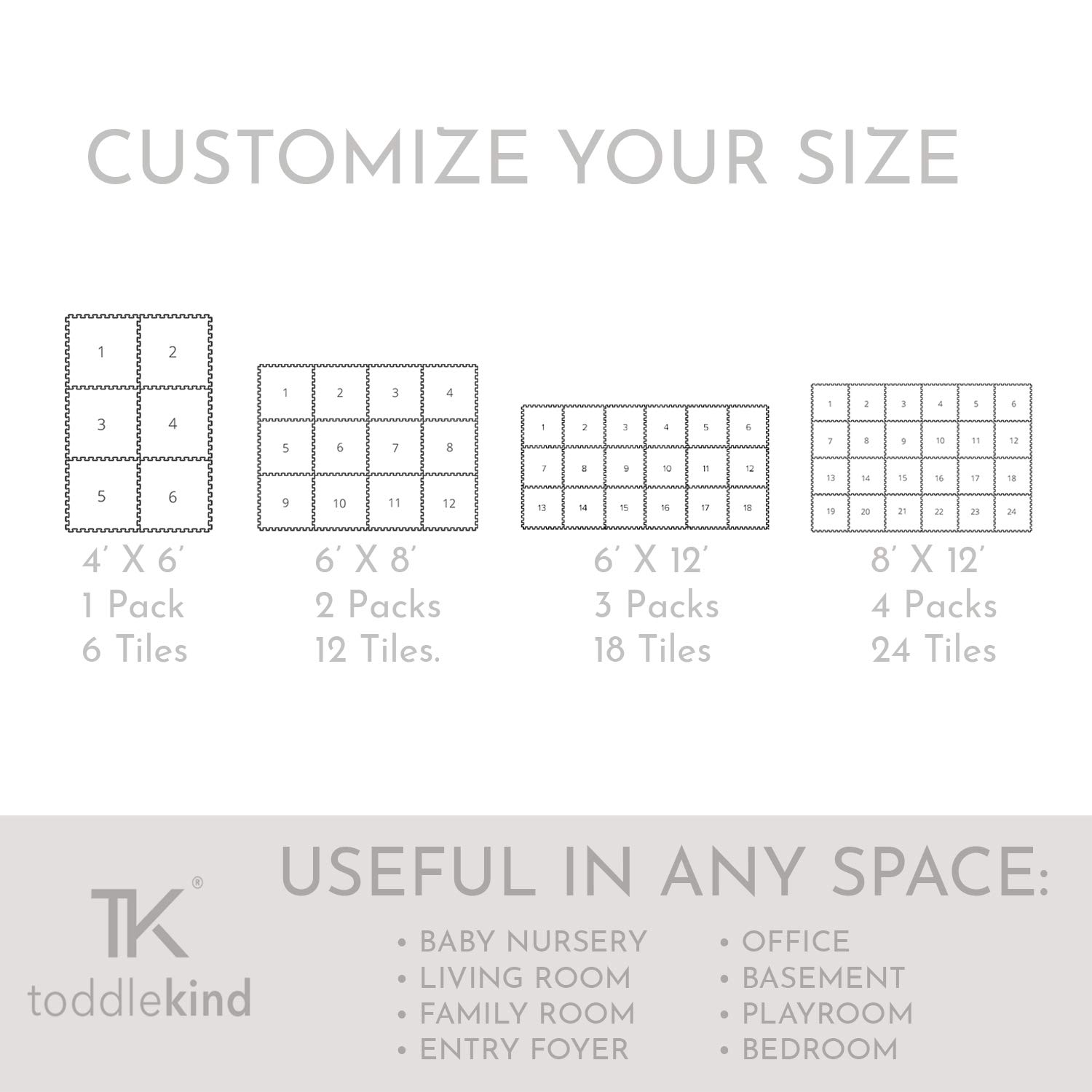 Toddlekind Playmat -Prettier Play Mat- 4 x 6 feet Premium Quality Foam Play Mat for Babies/Toddlers, Stylish, Non-Toxic, Odorless (Ash Rose)