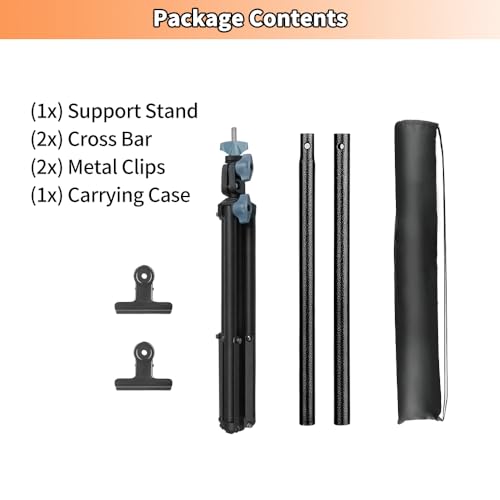YAYOYA Portable T-Shape Backdrop Stand Kit 26 Inches Wide, Adjustable Small Desktop Photo Background Stand, Sturdy T Shape Support Stand Back Drop Holder with 2 Clip Clamps for Photography