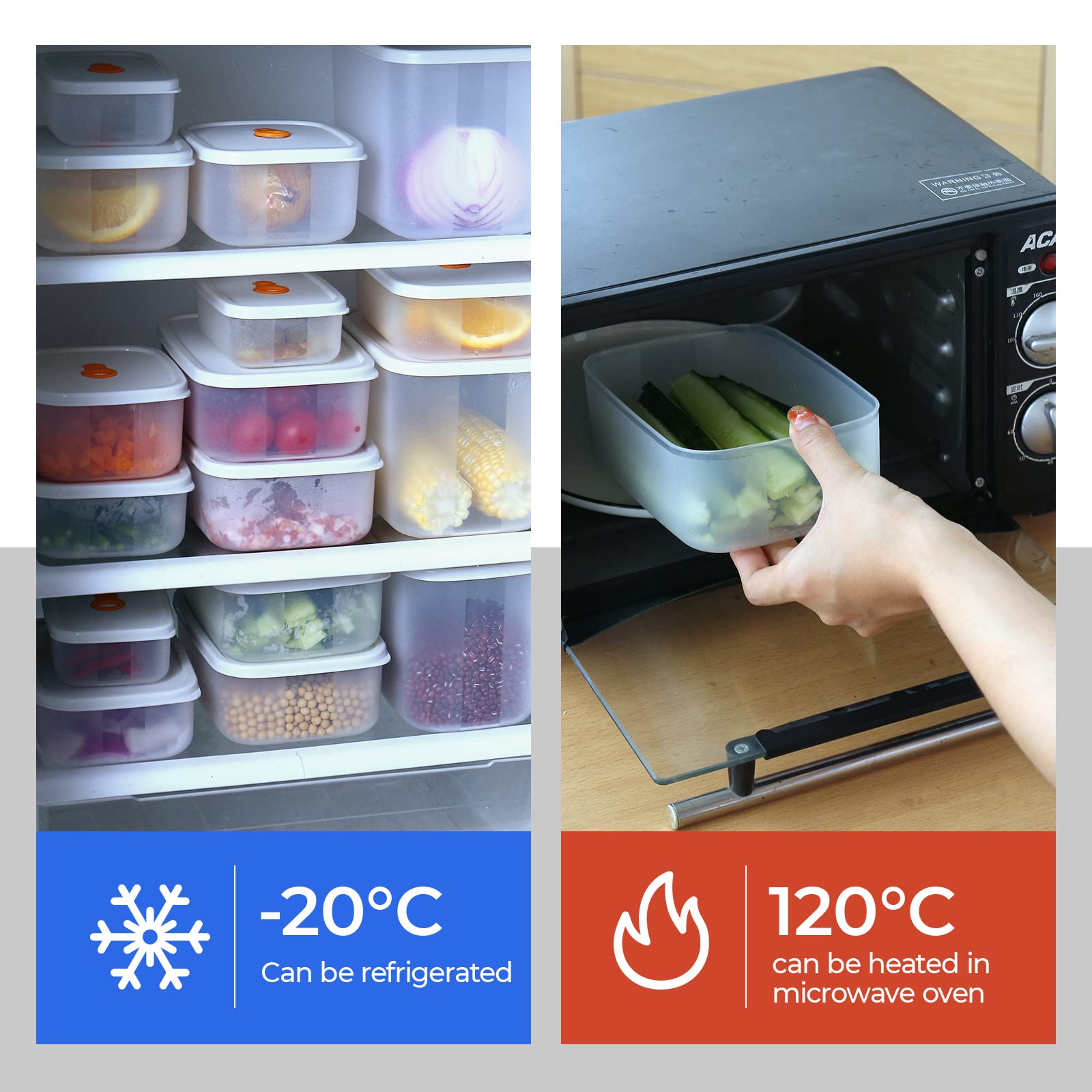 Simpleeasy 6 PCS Food Storage Containers with Lids and Steam Vents (3 Containers + 3 Lids), Microwave, Fridge and Dishwasher safe,Transparent Plastic