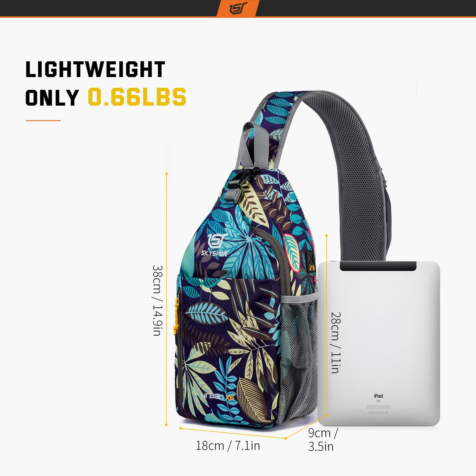 SKYSPER Sling Bag Crossbody Backpack - Chest Shoulder Cross Body Bag Travel Hiking Casual Daypack for Women Men(Leaf)
