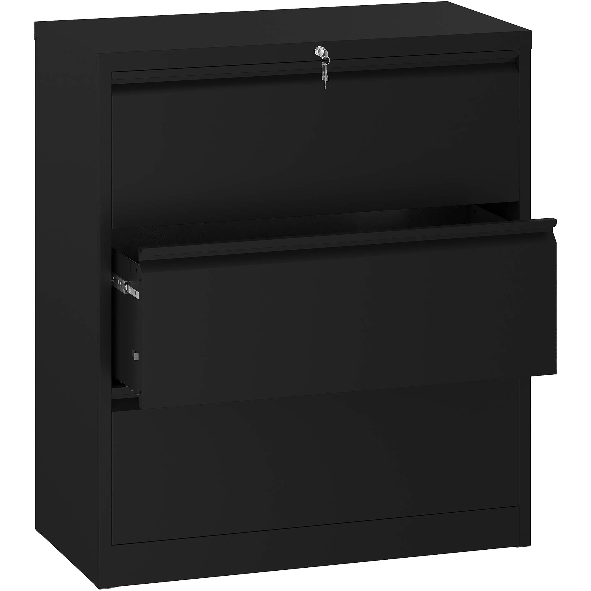 YITAHOME 2 Drawer Lateral File Cabinet, Stainless Steel Wide Lateral File Cabinet with Lock, Metal Filing Storage Cabinet for Legal/Letter A4 Size, Assembly Required,Office Organizer (Black)