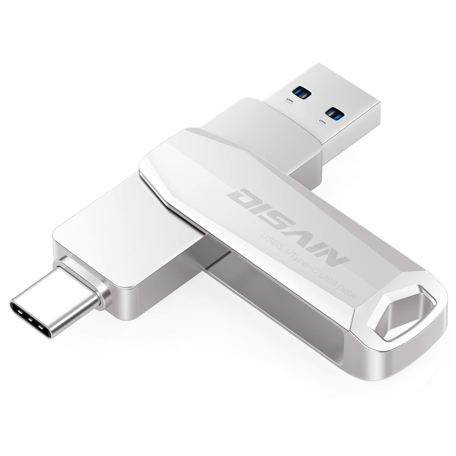 USB C Flash Drive DISAIN 32GB 2 in 1 OTG USB 3.1 to USB C Memory Stick Metal USB C Thumb Drive Compatible with MacBook Pro Air, Type C Smartphones, Tablets