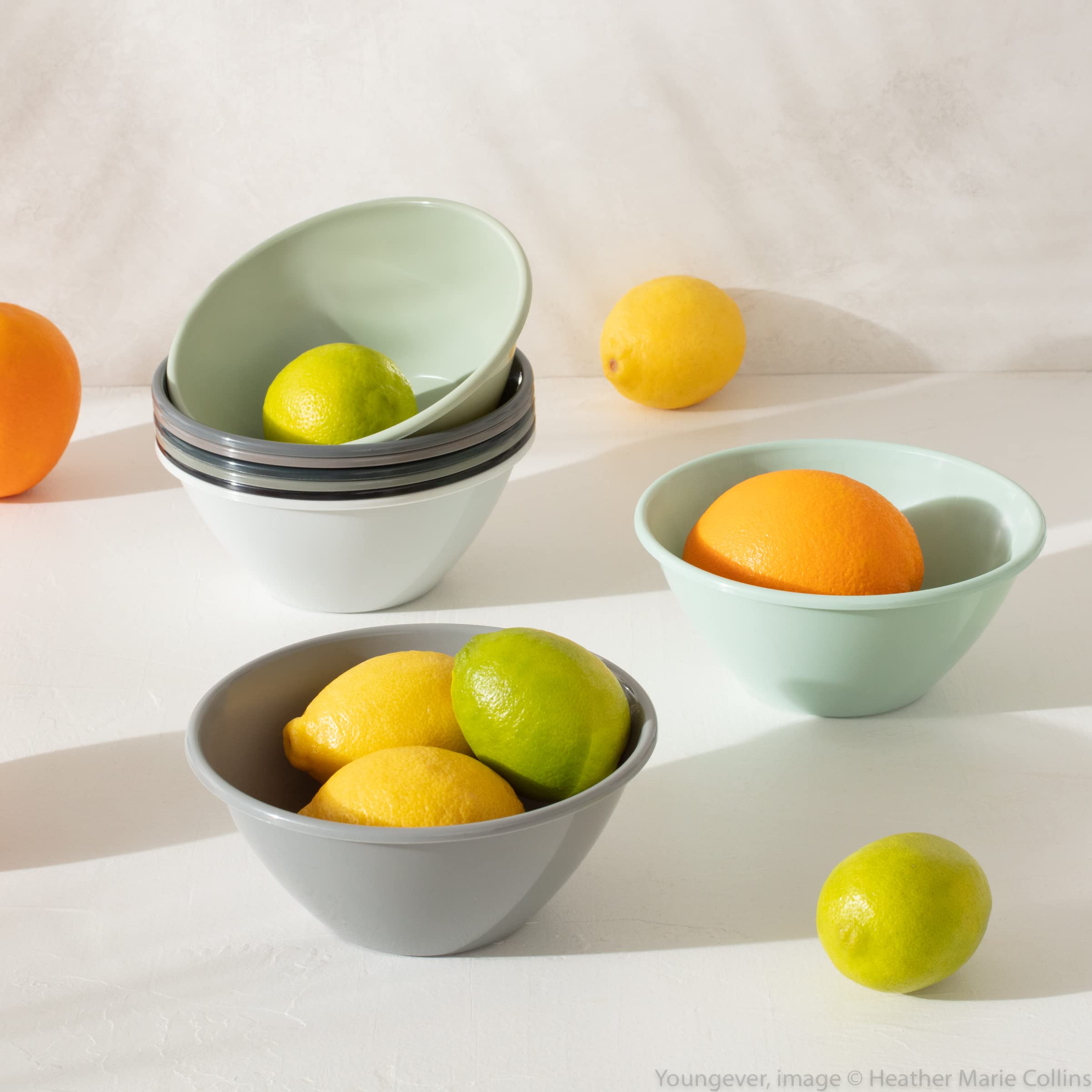 Youngever 32 ounce Plastic Bowls, Large Cereal Bowls, Large Soup Bowls, Set of 9 (9 Urban Colors)