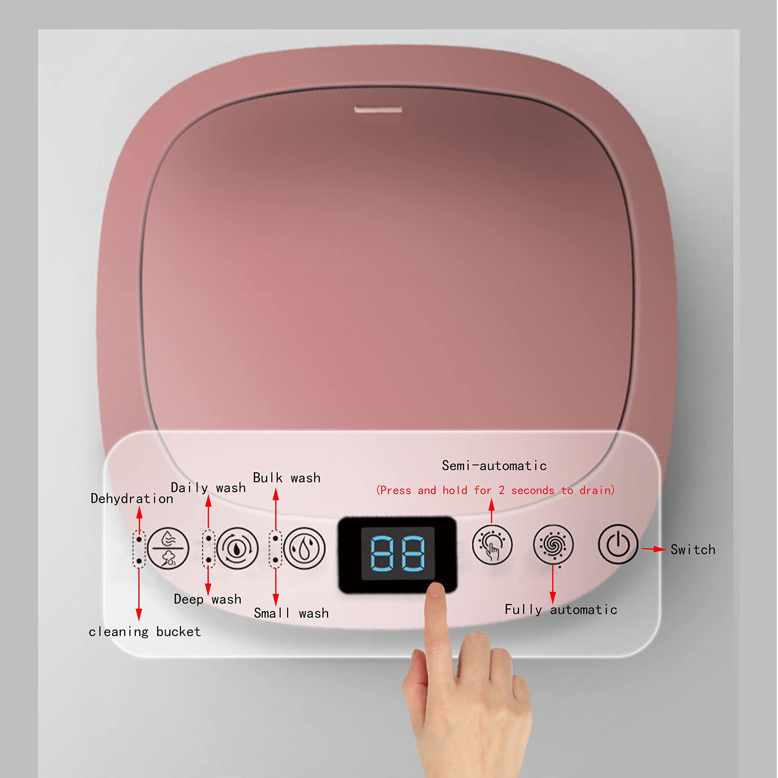 Vastarry Automatic Mini Portable Underwear Washer with Drain Basket Small portable washing machine is very suitable for small apartments, dormitories and other places (White)