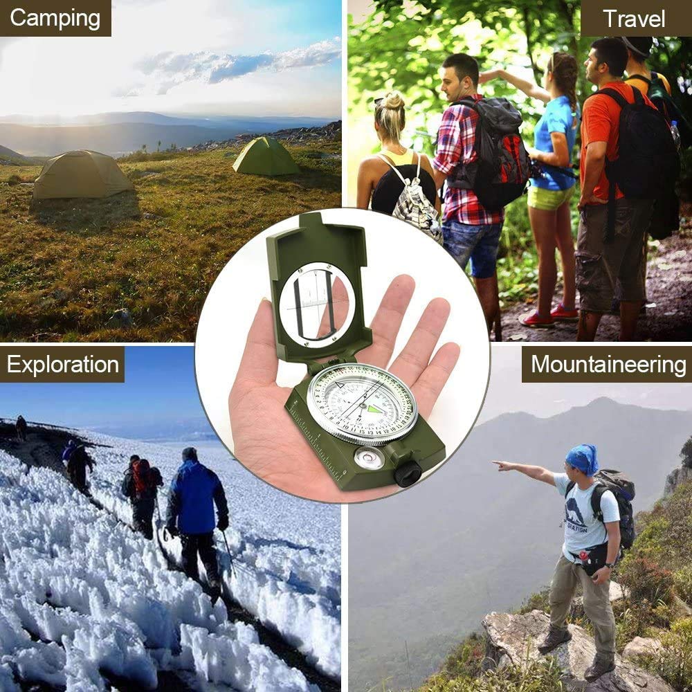 ydfagak Compass, Waterproof Hiking Military Navigation Compass with Fluorescent Design,Perfect for Camping Hiking and Other Outdoor Activities