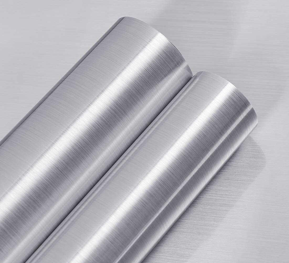 Yancorp Brushed Silver Contact Paper Stainless Steel Contact Paper Peel and Stick on Removable Countertop Self-Adhesive Kitchen Fridge Liner Covers (15.7"x78")