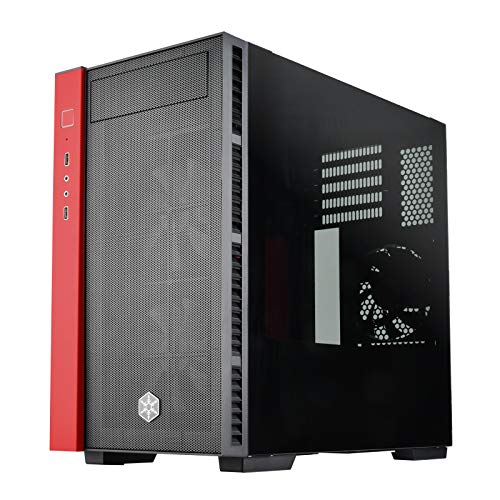 SilverStone Technology RL08BR-RGB Black and Red Micro-ATX Case with Tempered Glass Side Panel and 2 x120mm RGB Fans