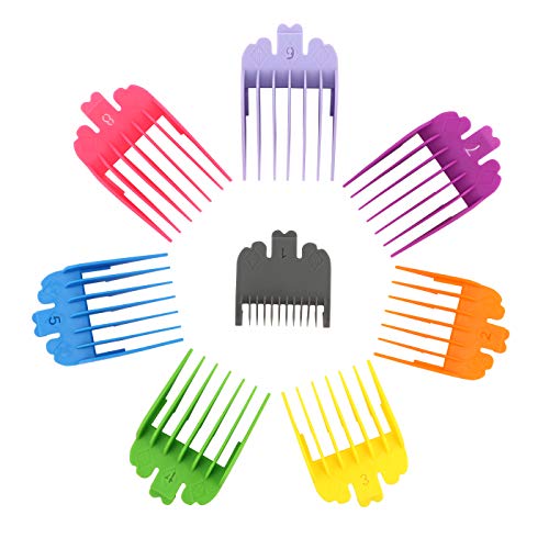 Yebeauty 8Pcs Hair Clipper Guides Combs Kit, Professional Trimmer Attachment Hair Clipper Replacement Guards Colorful for Haircut