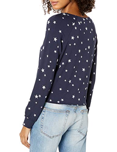 Steve Madden Apparel Women's Star is Born Printed French Terry tie Front Sweatshirt, Oil Slick, Large