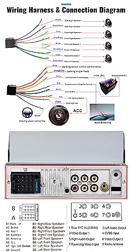 Single Din Car Stereo Compatible with Apple Carplay Android Auto Voice Control, 7 Inch HD Touchscreen Bluetooth 5.1, Subwoofer Output, USB/TF Port, FM, Mirror Link