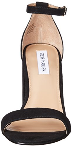 Steve Madden Women's Carrson Heeled Sandal, Black Suede, 8.5