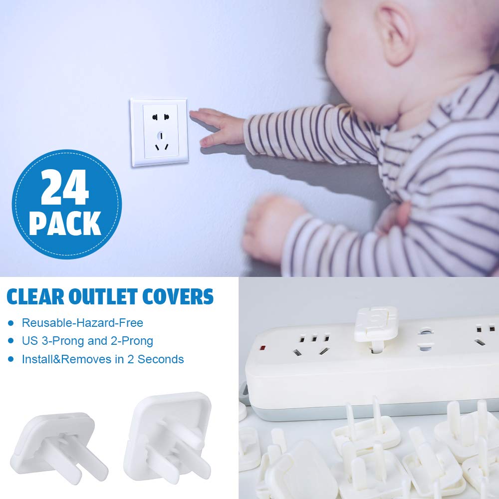 YOGERSSY Outlet Covers with Hidden Pull Handle, Table Corner Protectors for Baby, Baby Proofing Kit with Plug Covers and Corner Guards, Keep Child Safe, 36-Pack