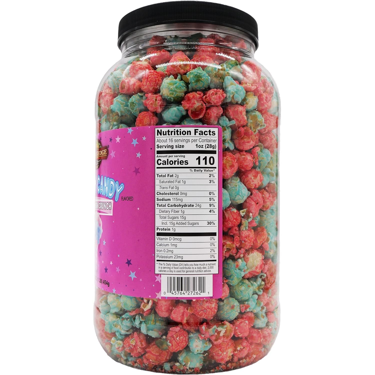 Stonehedge Farms Flavored Popcorn Barrel - Cotton Candy - 2 Pack - 16 Ounces Each - Delicously Old Fashioned - In Reclosable Container