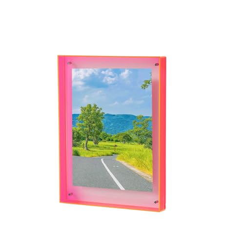Sinknap Modern Acrylic Frame Vivid Photo Frame Acrylic Photo Frame Vibrant Floating Picture Frame for Gallery Home Office Decoration Rose Red 16cm